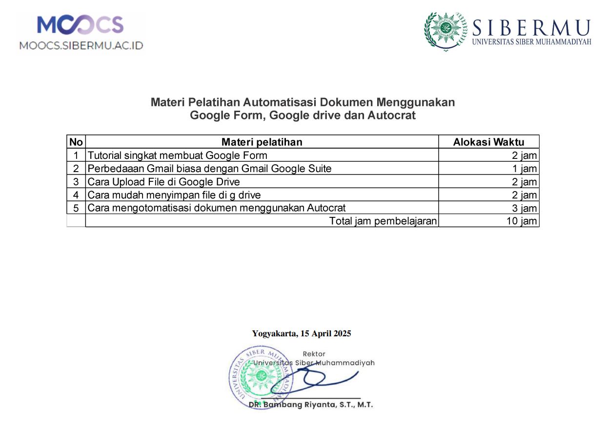 Kursus: Automatisasi dokumen menggunakan Google form, Google drive & Autocrat- Free